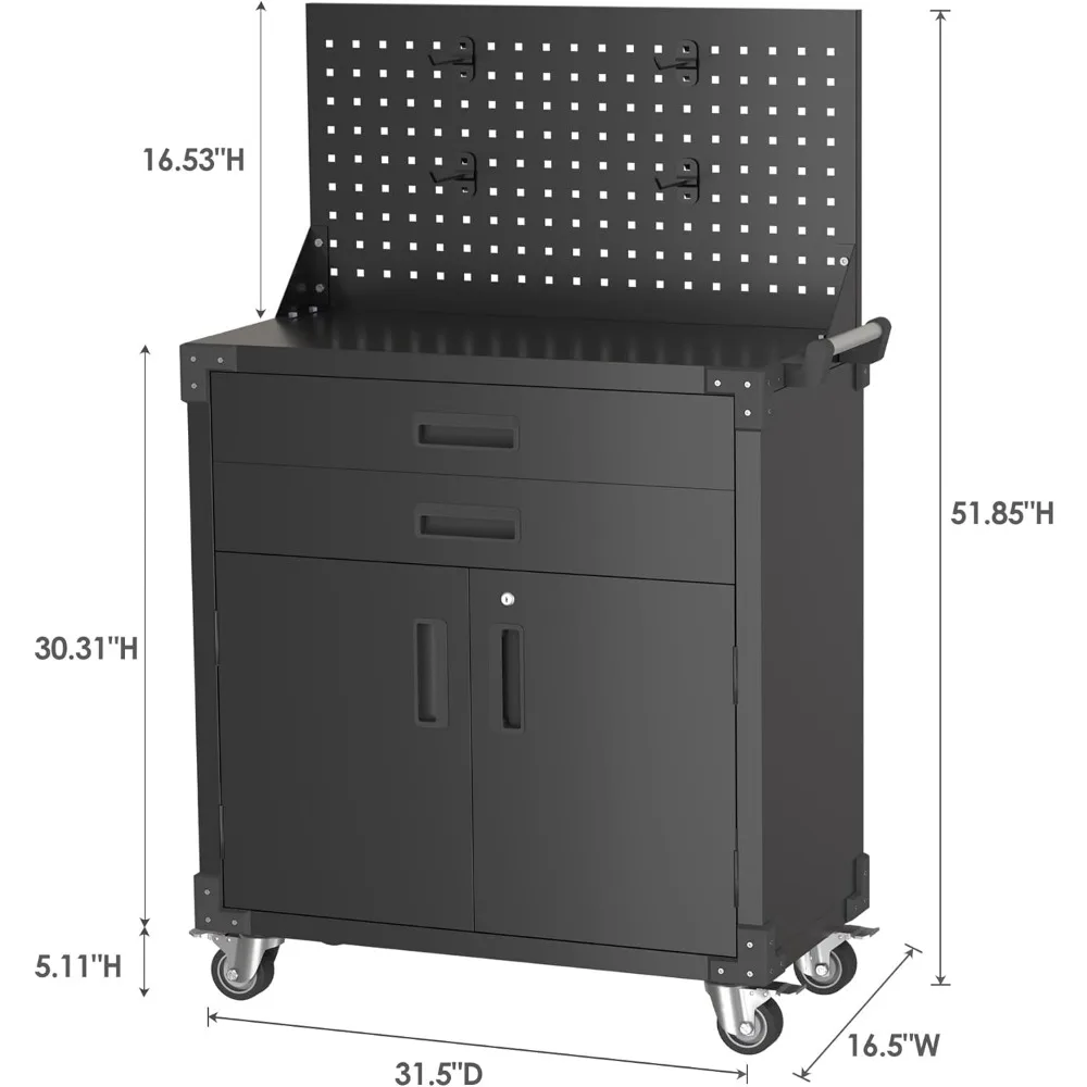 Workbench Mobile Tool Cart,Garage Workbench with 4 Wheels,Metal Storage ...